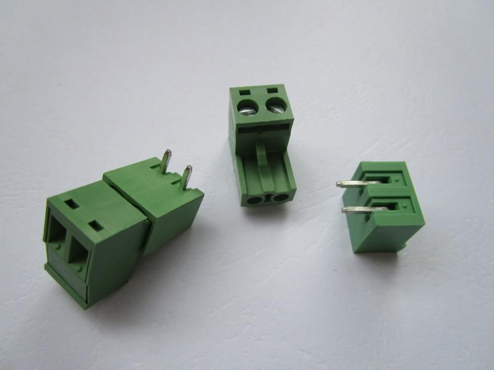 Close Angle 2 Pin/Way Pitch 5.08mm Screw Terminal Block Connector Green ...