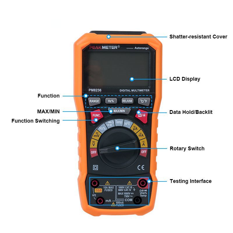 2021 8236 Auto Manual Range Digital Multimeter With TRMS 1000V ...