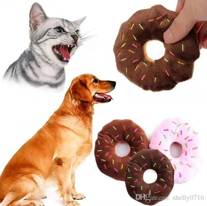 2021 Pet Dog Plush Doughnut Shaped Squeaky Chew Toys Durable Molar Toys ...
