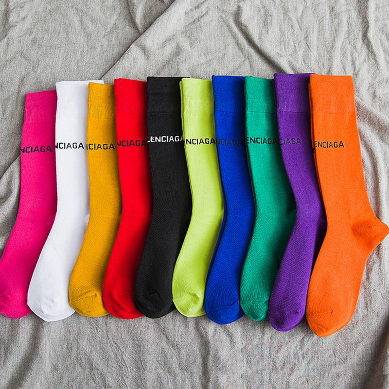 Candy Color Letter Socks Women Girls Casual Cotton Socks Breathable For ...