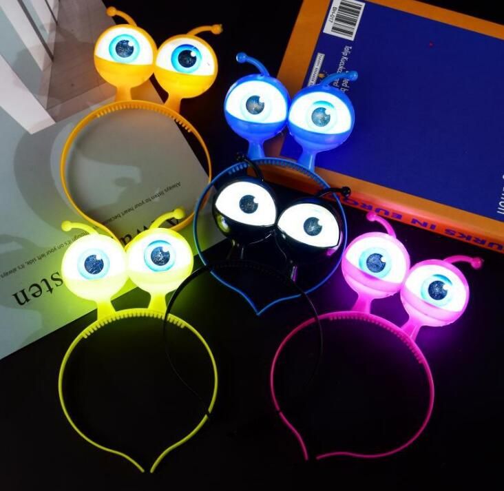 Halloween Masquerade LED Flashing Alien Headband,Light Up Eyeballs Hair ...