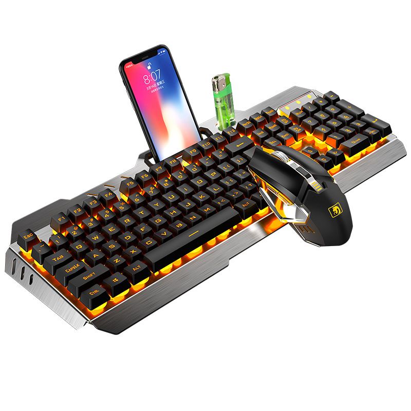 New 670 Wireless Charging Keyboard And Mouse Set Game Luminous Keyboard ...