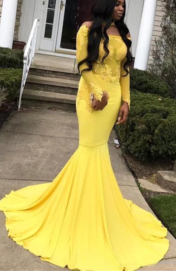 Yellow Mermaid Prom Dresses