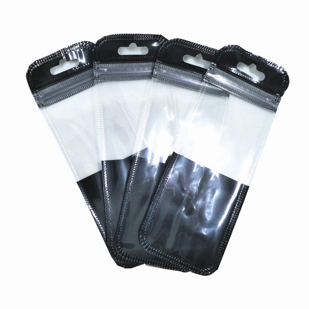 2021 Clear Black Plastic Zipper Package Bags With Hang Hole DIY Crafts ...