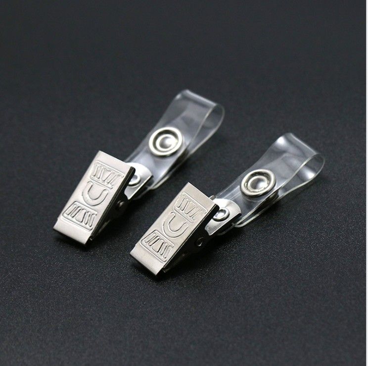 2021 Badge Clip ID Card Certificate Holder Plastic PVC Strap With 2 ...