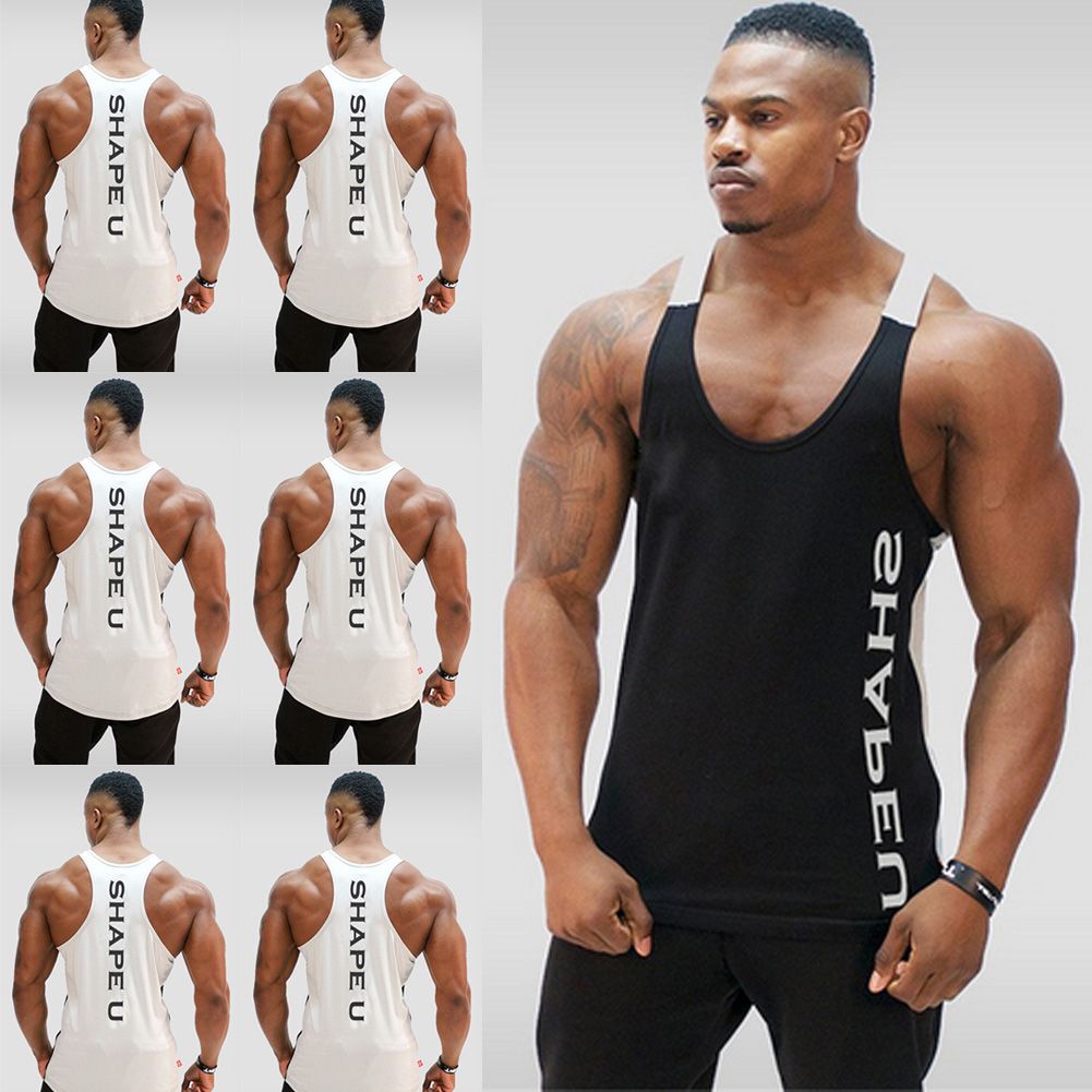 Gym Men Bodybuilding Tank Top Muscle Stringer Athletic Fittness Shirt ...