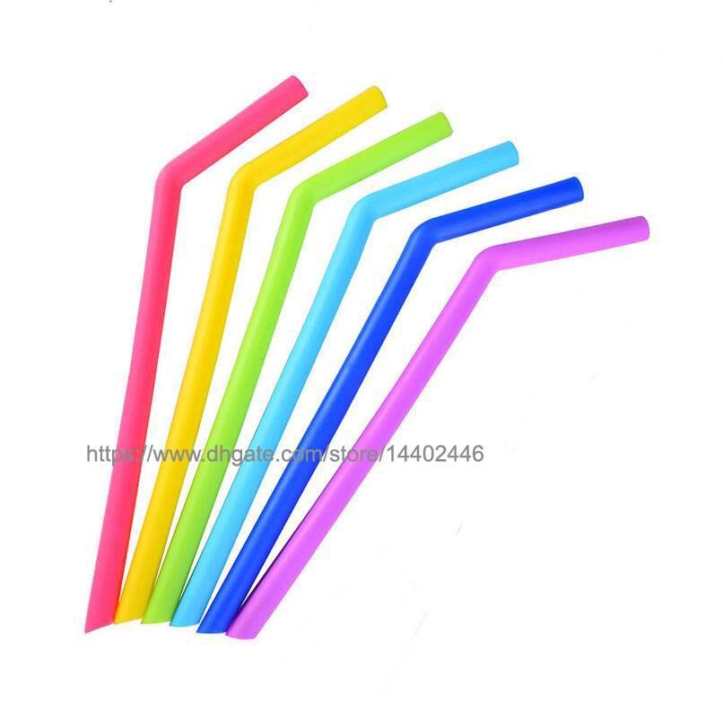 Colorful Food Grade Flexible Silicone Silicon Straws Straight Bent ...