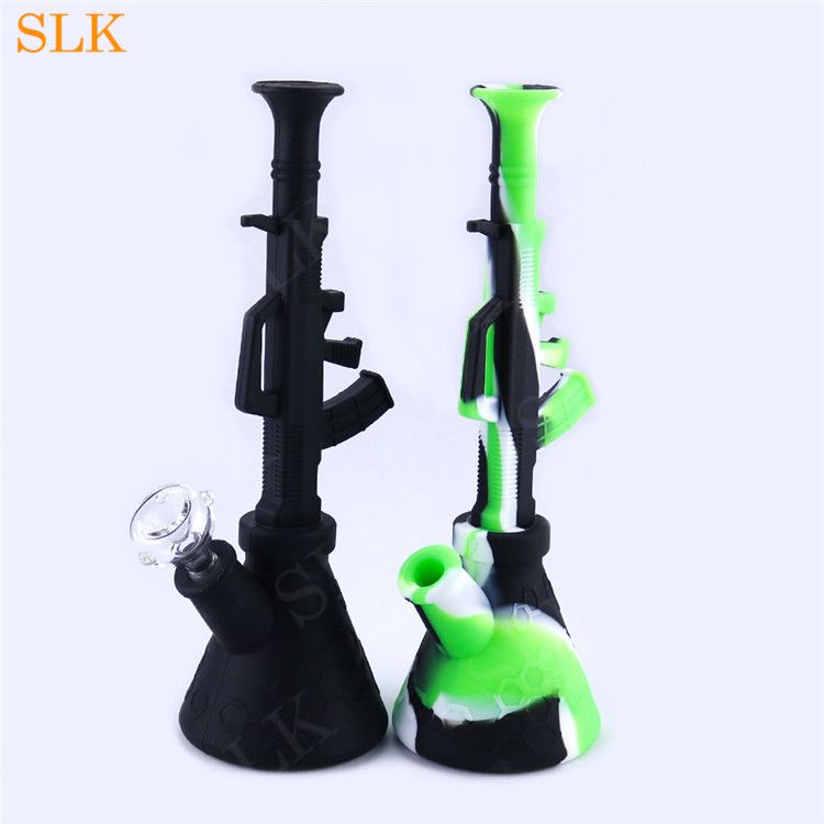 2021 Ak47 Machine Gun Shape Silicone Smoking Pipe Dab Straw Oil Rigs ...