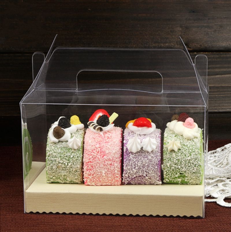 Plastic Roll Cake Box Clear Plastic PVC Cupcake Boxes With Handle ...