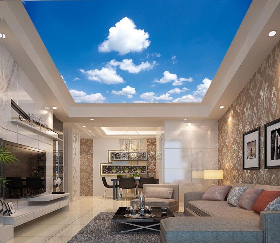 Sky Blue Ceiling Living Room | Shelly Lighting