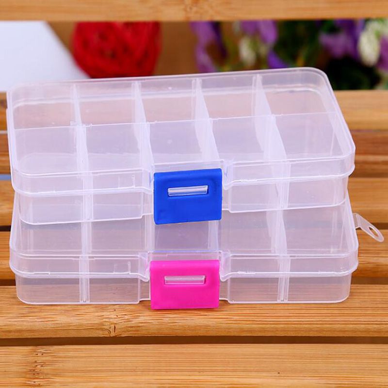10 Grids Grid Plastic Jewelry Box Movable Removable Dividers Adjustable ...