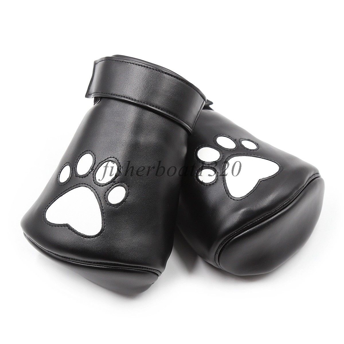Soft Padded Lined Leather Restraint Mittens Bear Paw Palm Glove Role ...