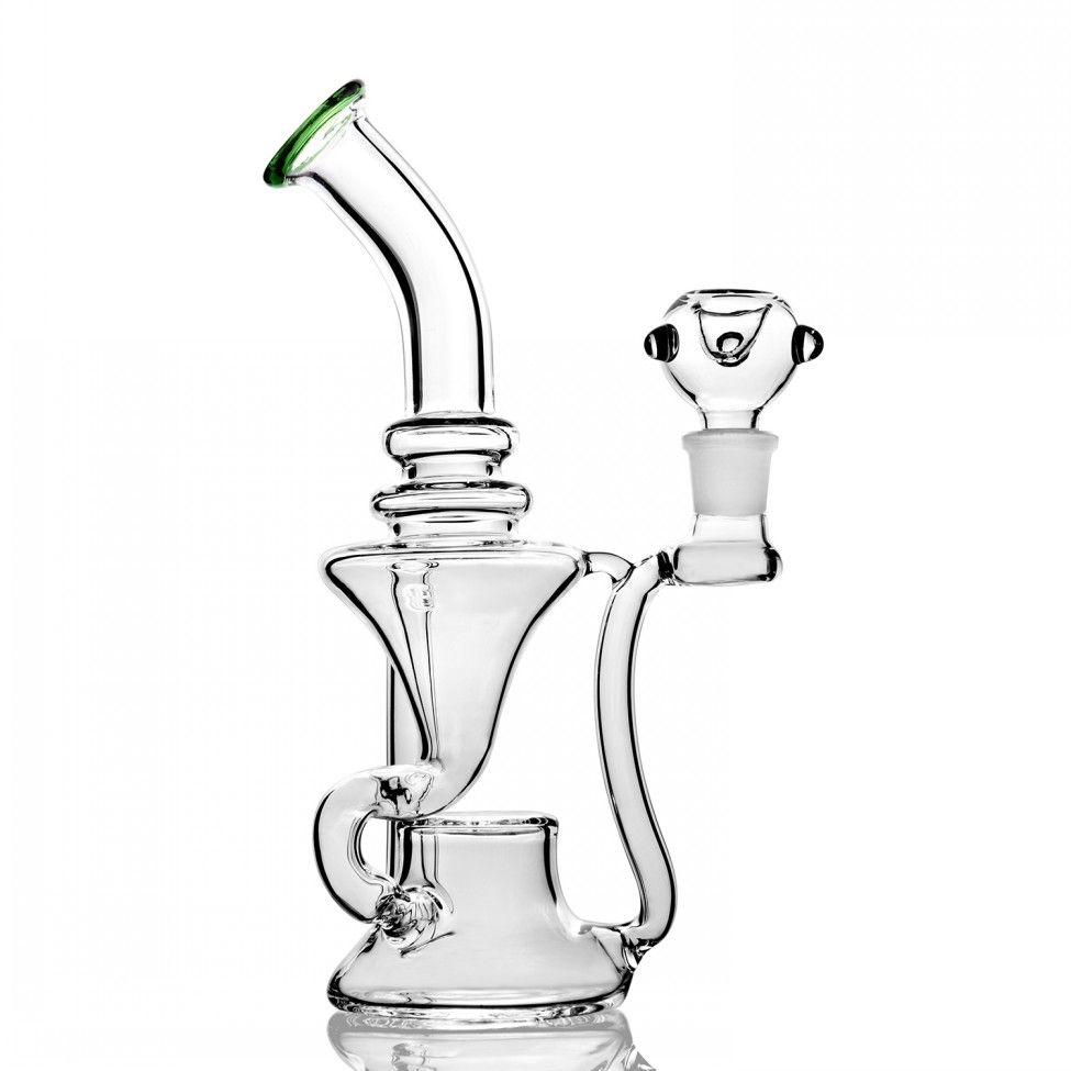 2021 Tall Bong Big Green Thick Klein Recycler Dab Rigs Heady Glass Bong ...