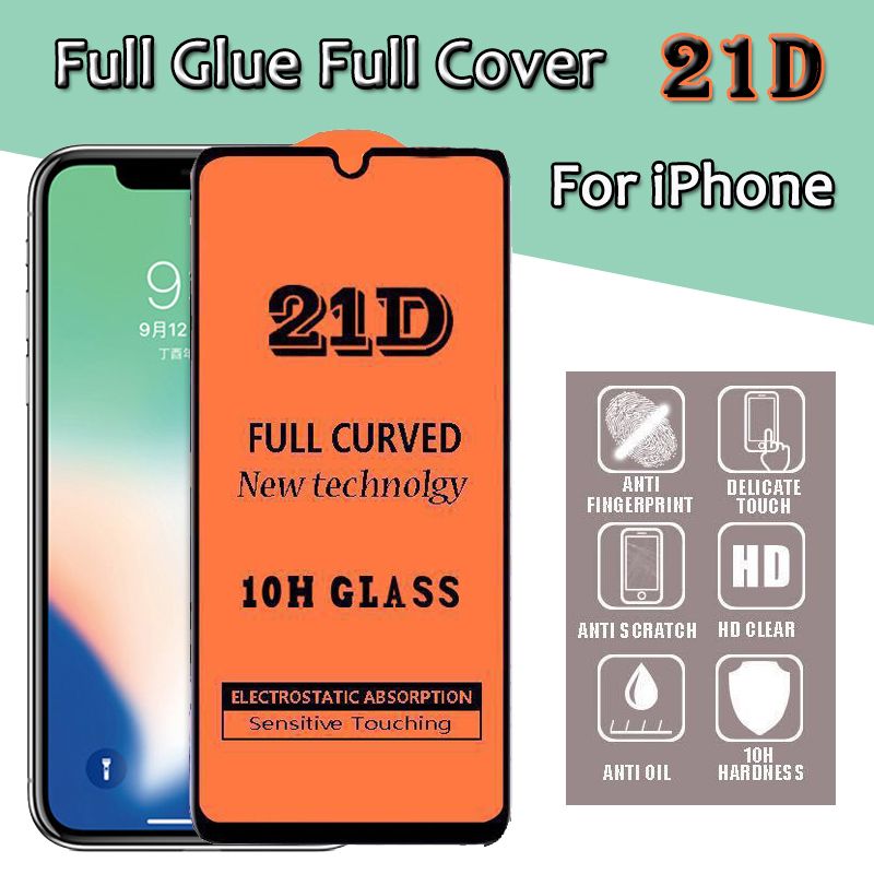 21D 10H Full Glue Cover Clear Transparent Tempered Glass Film Screen ...