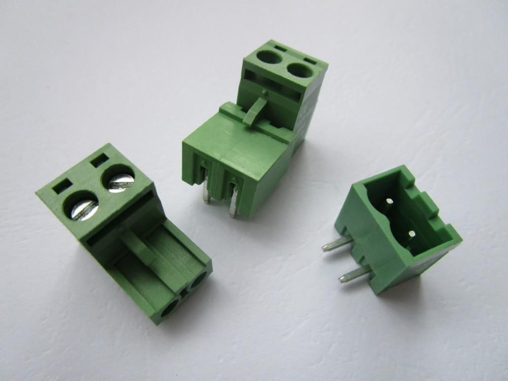 Close Angle 2 Pin/Way Pitch 5.08mm Screw Terminal Block Connector Green ...