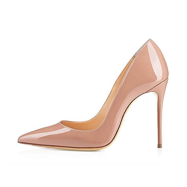Genshuo Women Pumps Heeled Shoes Nude Pointed Toe Sexy High Heel Shoes