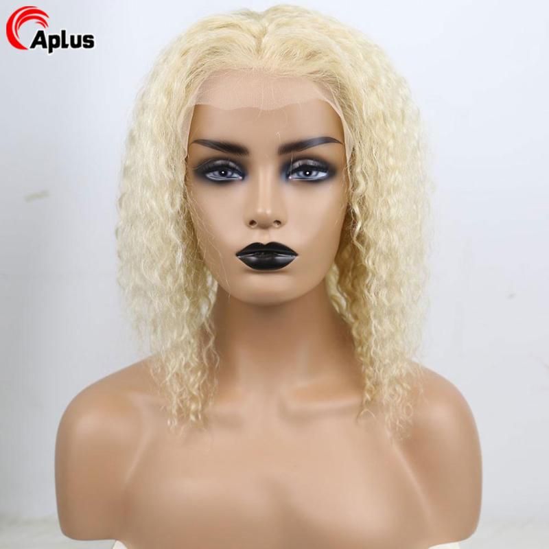 613 Curly Short Bob Wig Honey Blonde 13x4 Lace Front Human Hair Wigs