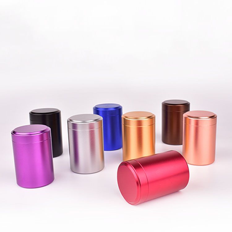 45x65mm Small Cylinder Beautiful Metal Box Tea Aluminum Alloy Box ...