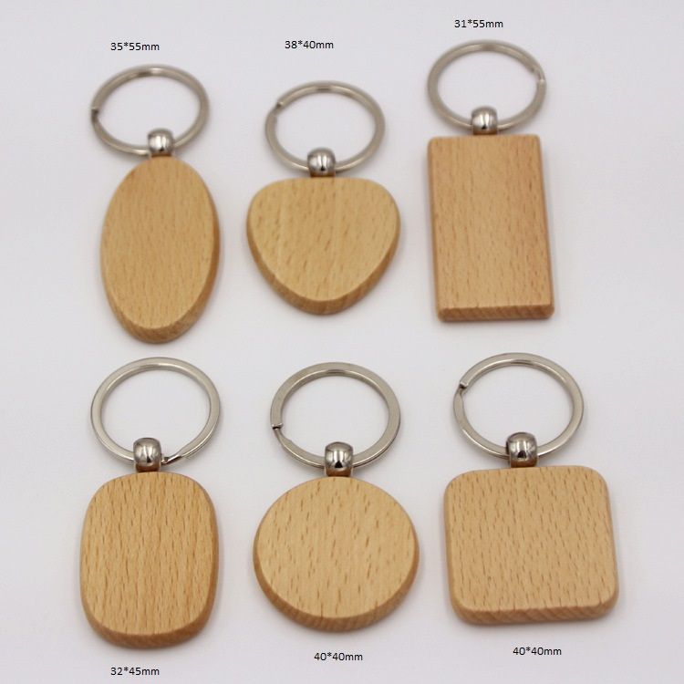 DIY Blank Wooden Keychain Personalized Wood Pendant Key Chain Best Gift ...