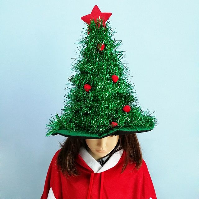 Xmas Headgear: Tinsel Tree Hat On Headband Festive Santa Costume For ...