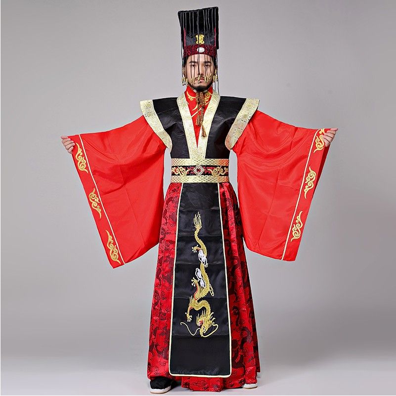 Male Emperor Costume The Qin Dynasty Imperial Red Dress Wedding Gown ...