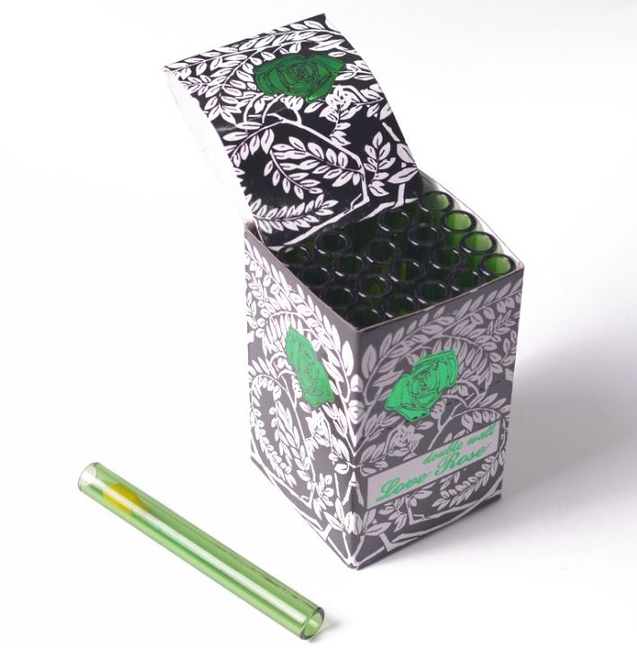 2020 Love Rose Glass Pipe Thick Glass Tube With Plastic Flower 2mm ...