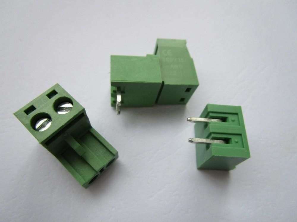 Close Angle 2 Pin/Way Pitch 5.08mm Screw Terminal Block Connector Green ...