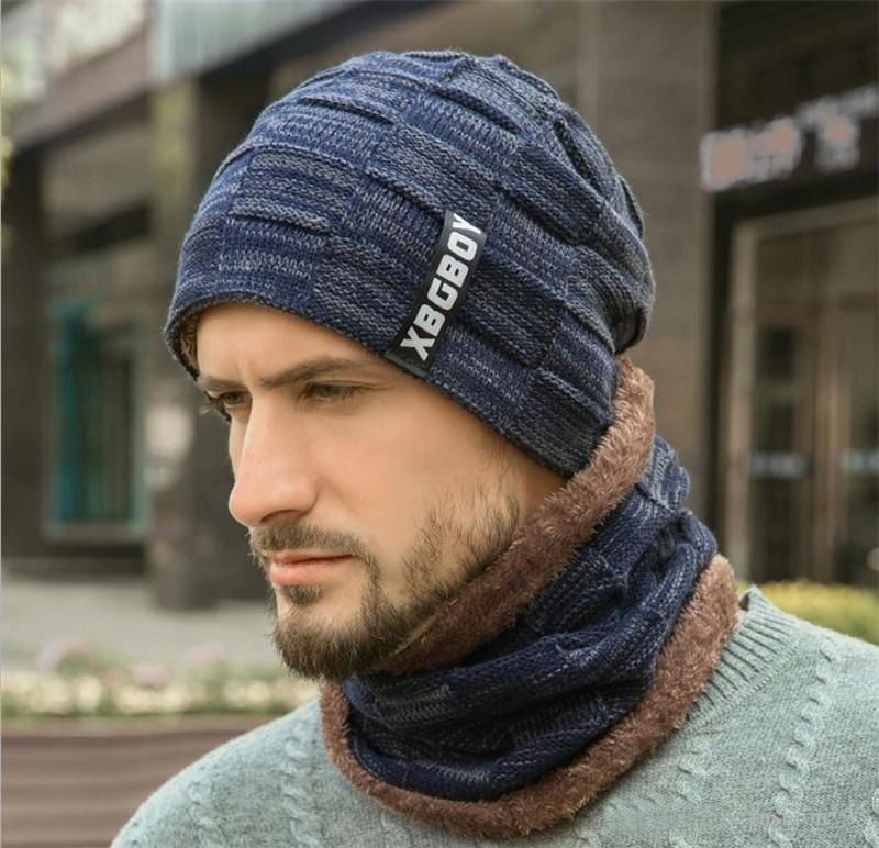 2020 Hat Scarf Set For Men Winter Beanies Scarves Male Winter Sets ...