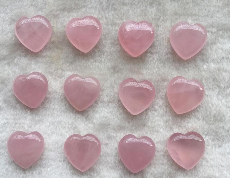 Natural Rose Quartz Heart Shaped Pink Crystal Carved Palm Love Healing ...