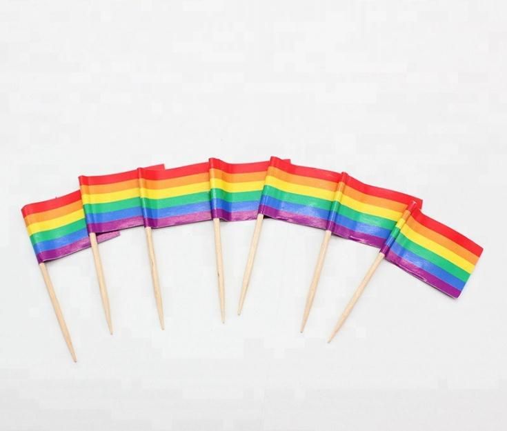 Best Quality Rainbow Flag Toothpick Lesbian Gay Pride LGBT Flag Banner ...
