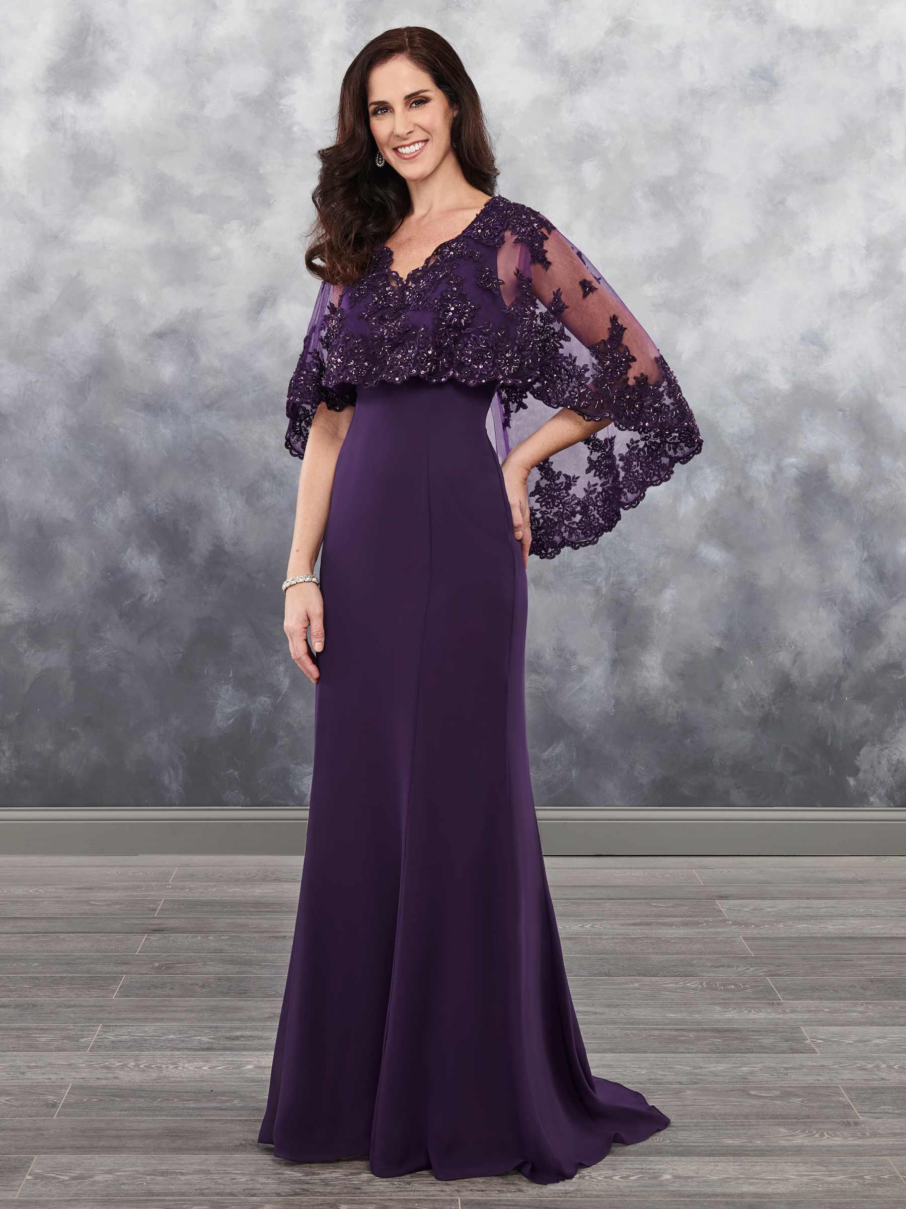 Elegant Purple Chiffon V Neck Applique Beads Mothers Dresses Mothers