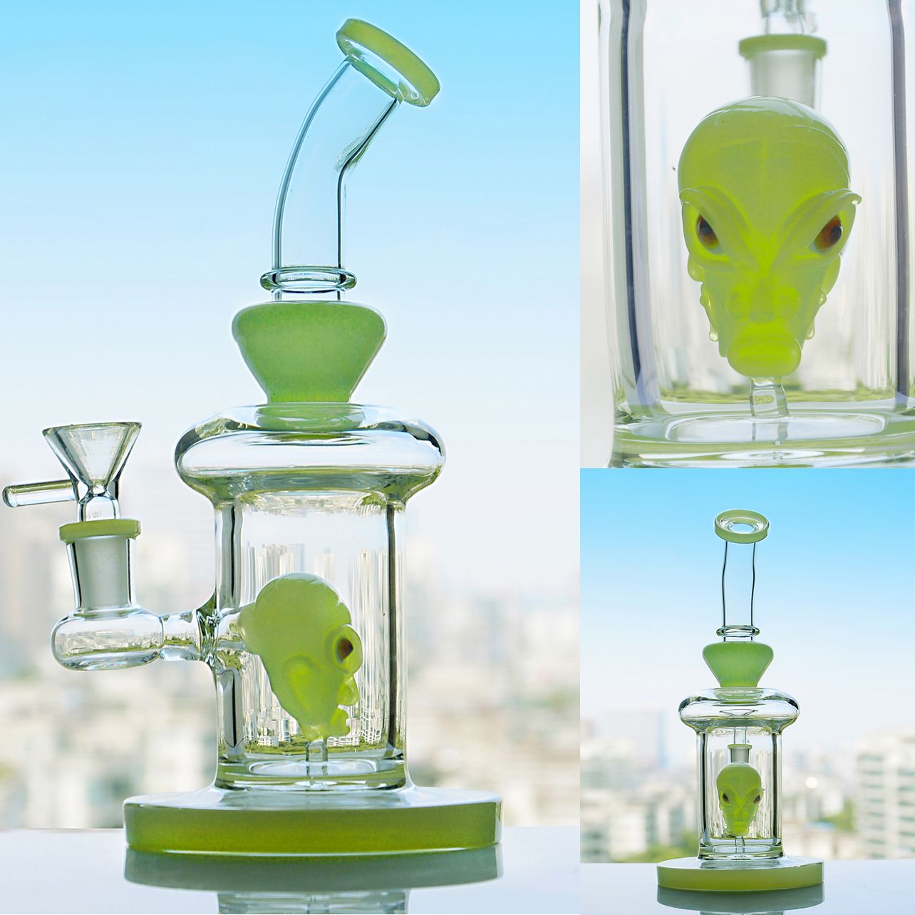 2020 Green Glass Bong Dab Rigs Mini ET Alien Inside Bongs Bubbler Water ...