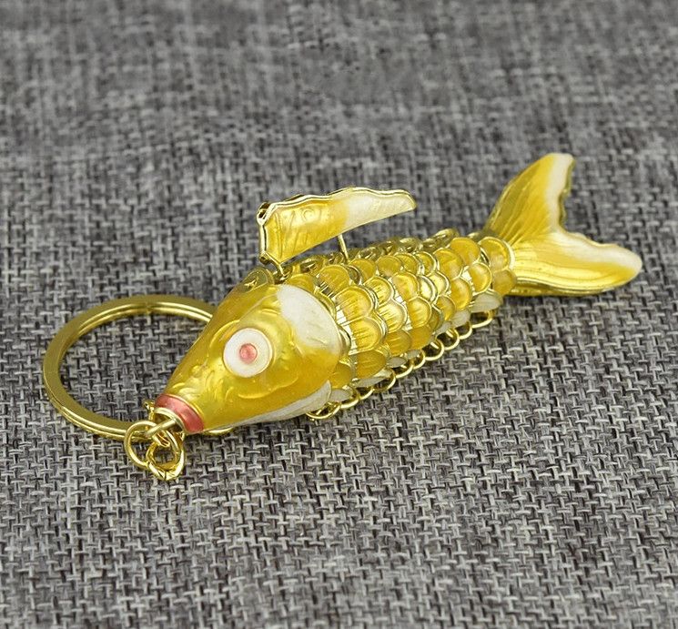 5.5cm 8.5cm Vivid Swing Enamel Koi Fish Keychain Keyring With Box ...