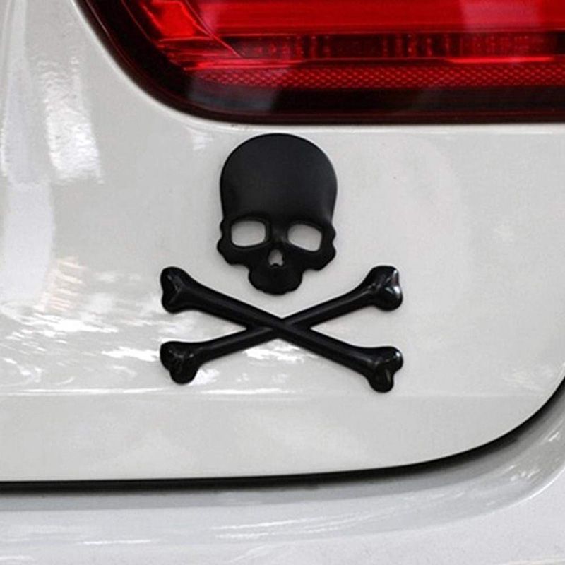 2021 3D Skull Metal Skeleton Crossbones Car Sticker Skull Emblem Badge ...