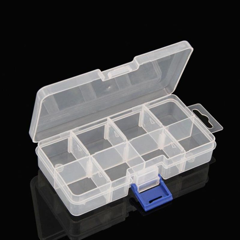 8 Grids Compartment Adjustable Clear Plastic Storage Box For Jewelry ...