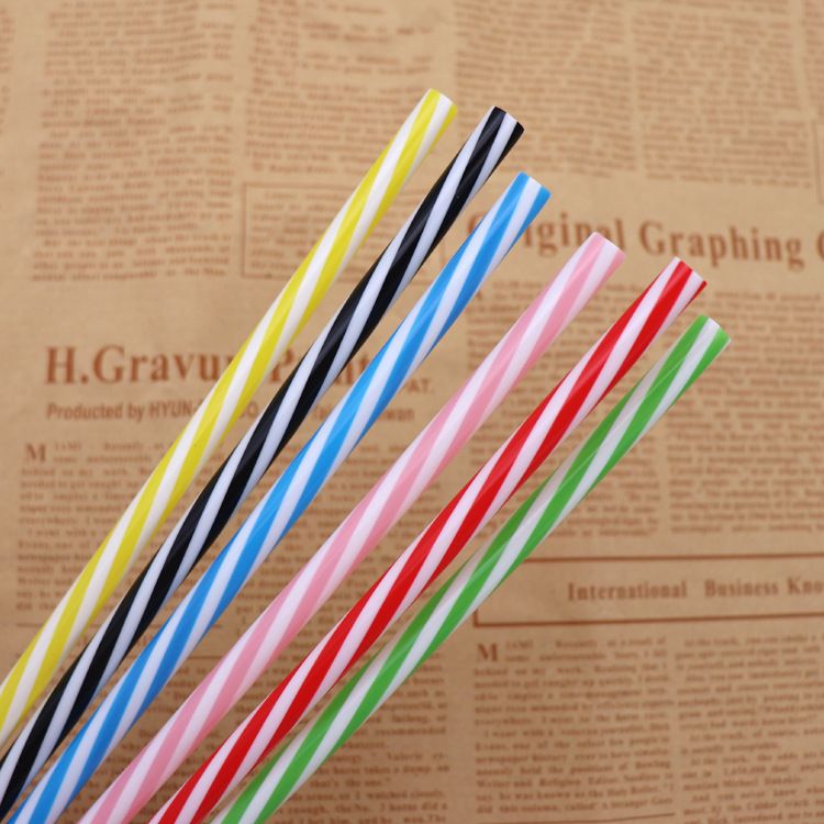 EcoSip Reusable Straws 230mm Hard Plastic, Multi Colored Striped Design ...