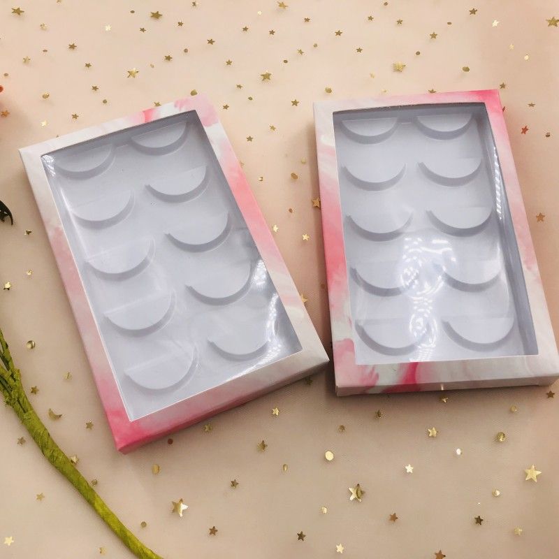 Lashes Box No Fold Pink Marble Box With Lash Tray Popular New Style ...
