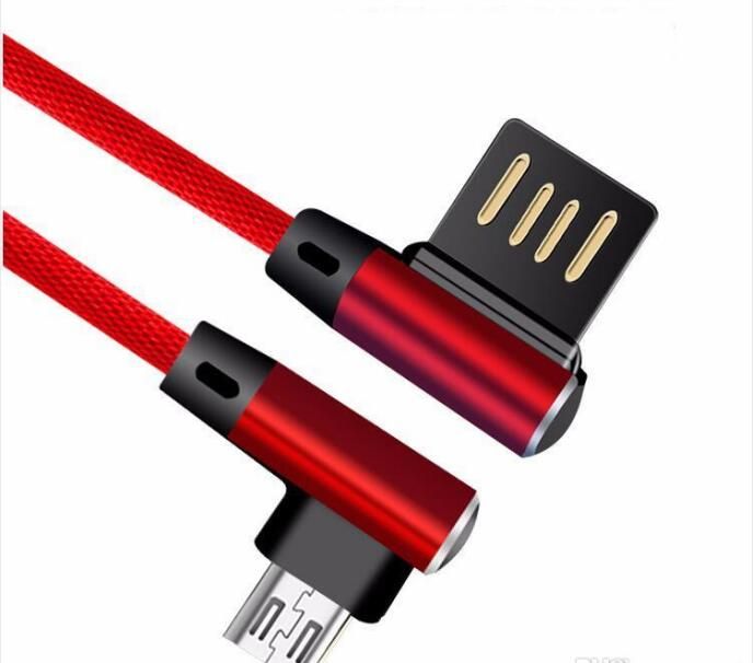 Fabric Usb Cable L Bending 90 Degree Braided Nylon Alloy 2A Fast Quick ...