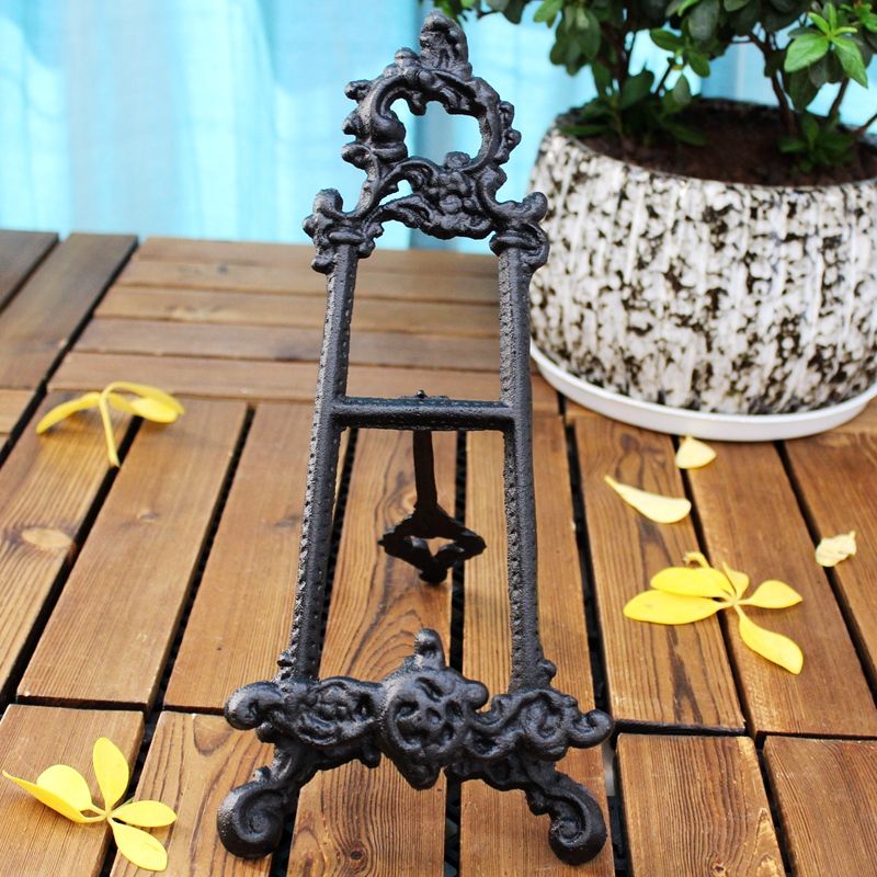 Vintage Cast Iron Easel Decor Metal Table Top Flower Photo Frame Menu ...