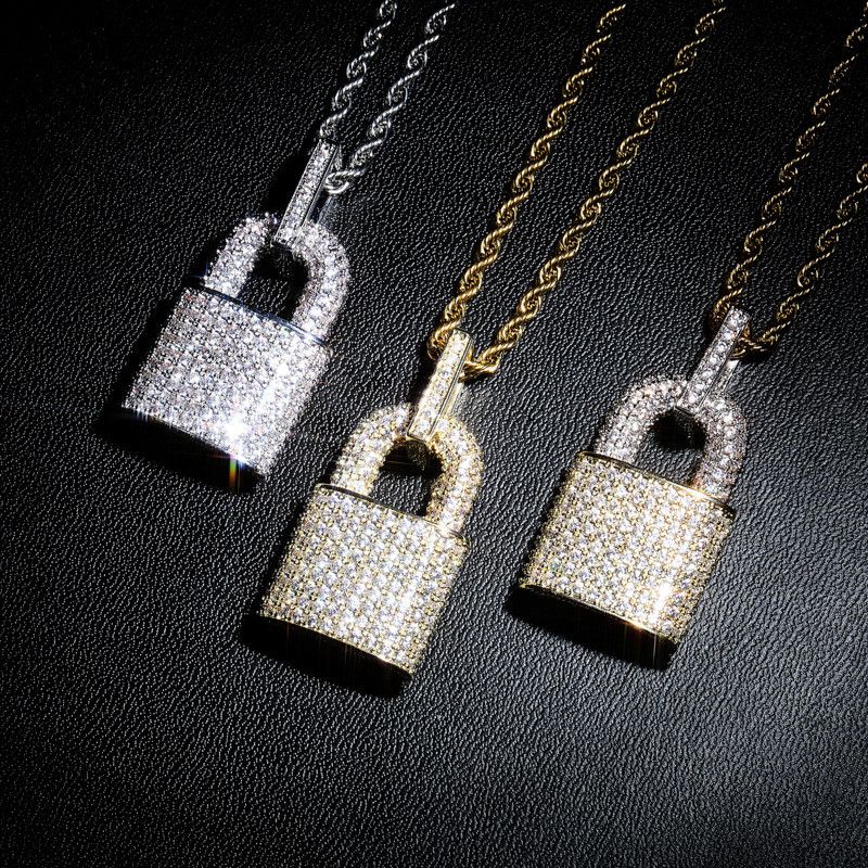Wholesale New Arrived Diamond Lock Pendant Necklace With Tennis Chain ...