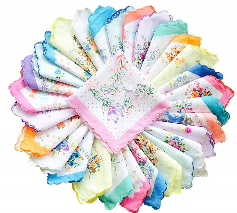 Womens Handkerchiefs Vintage Floral Print Thickened Cotton Designer ...