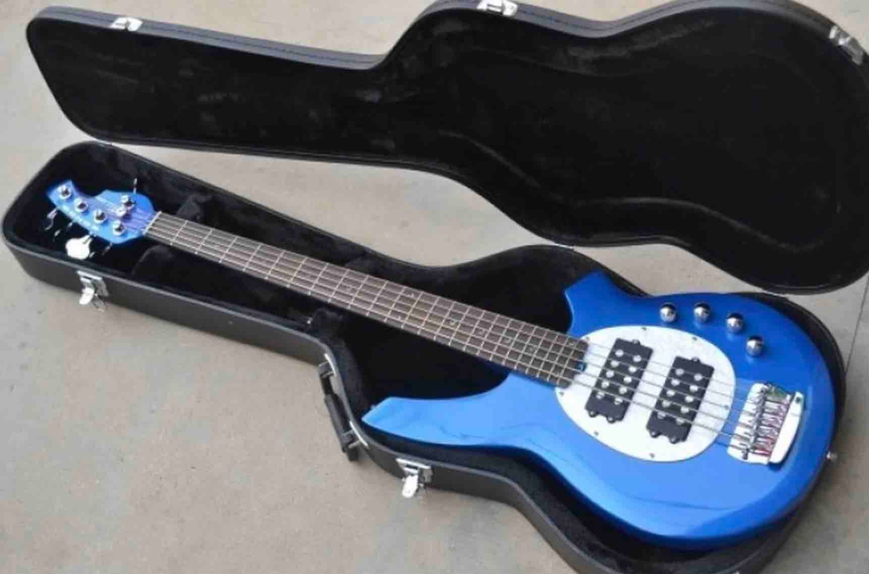 Custom Built Shop Blue 5 String Bongo Bass Guitar Music StingRay From ...