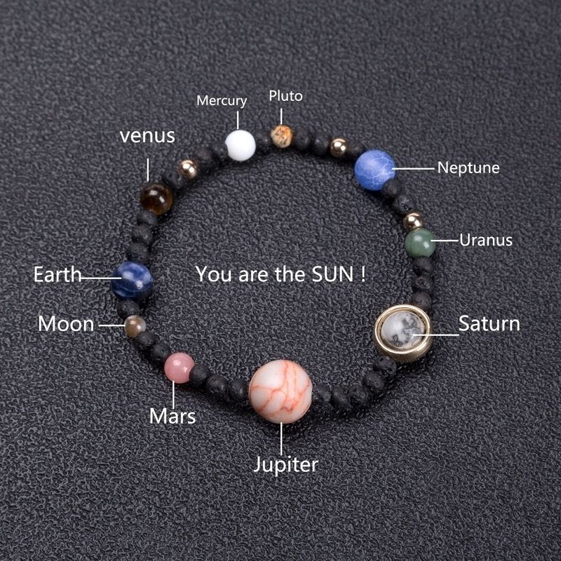 2021 6 Styles Solar System Nine Planets Bead Bracelet Natural Stone ...