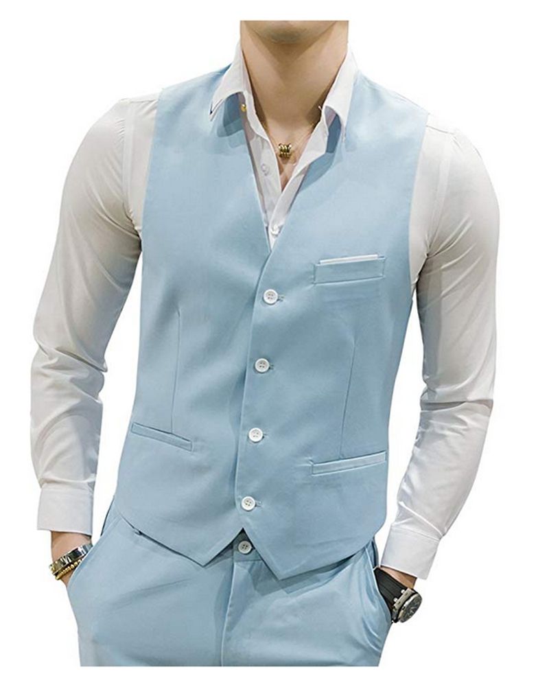 Fashion Light Blue Men Vests Wedding Suit Separate Vest Best Man Vest ...