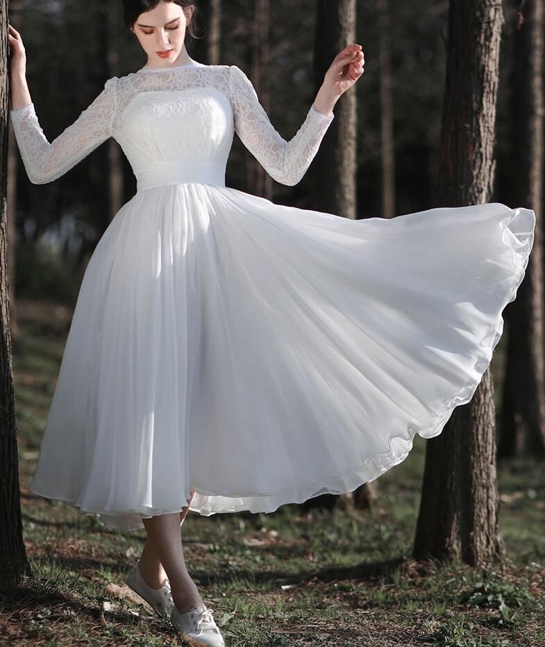 Modest Wedding Dresses Tea Length