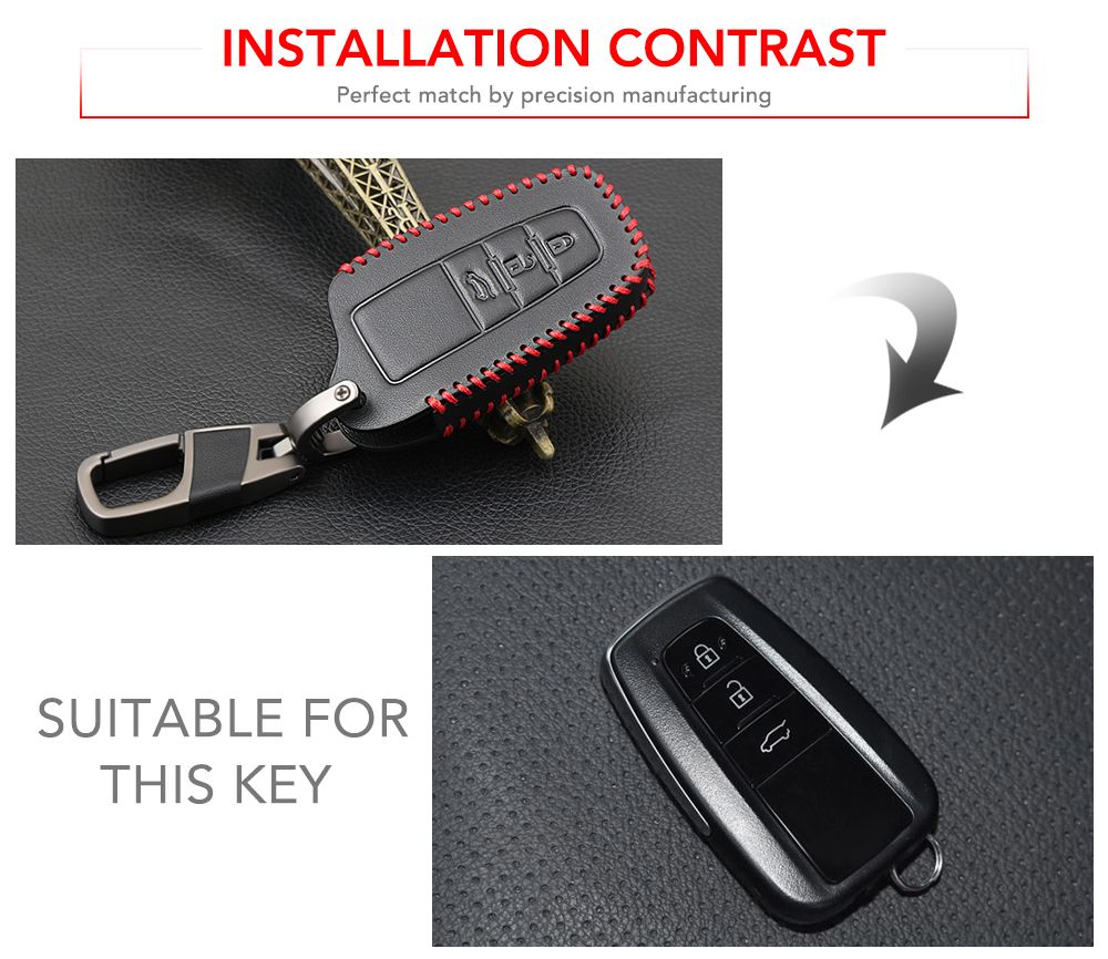 Car Key Case Leather Smart Remote Fob Shell Cover Keychain Holder Key ...