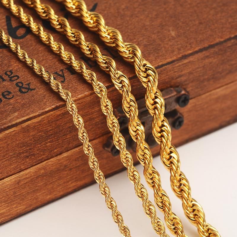 2020 24k Gold Color Filled Necklace Chain For Men And Women Necklace ...