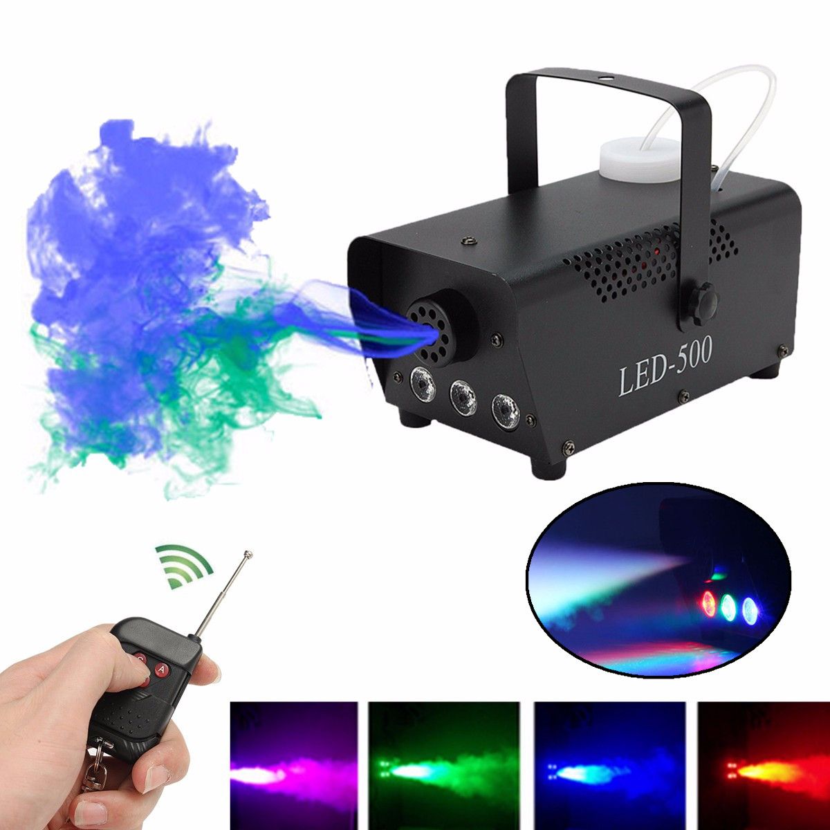 2021 500W Wireless Control LED Fog Smoke Machine Remote RGB Color Smoke ...