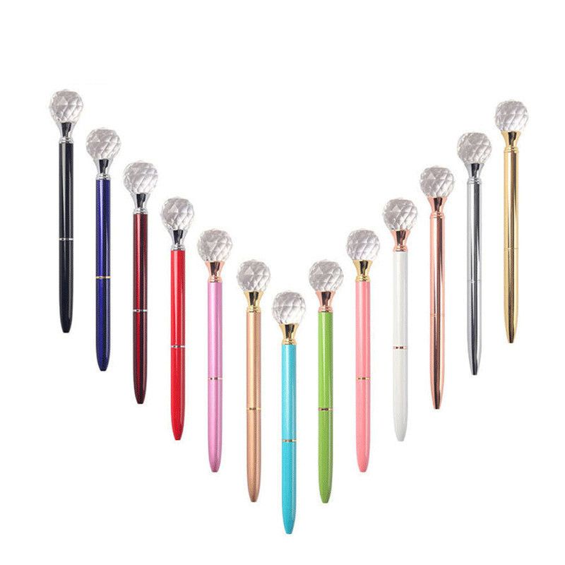 Creative Ballpoint Crystal Glass Ball Kawaii Big Gem Ball Pen Diamond ...