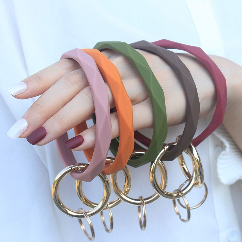 2020 Monogrammed Silicone Wristlet Keychain Bracelet Bangle Keyring ...